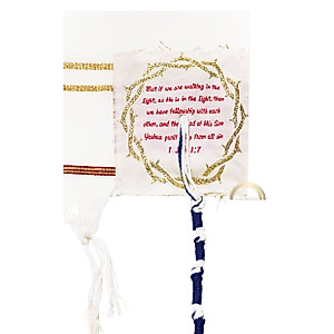 3 ARCHES USA, The Blood Of Yeshua The Messiah,Prayer Shawl from Israel Messianic Tallit Prayer Shawl- Red 72"x 22" Jewish Prayer Shawl with Bag, Scripture Corners & Hebrew Prayer