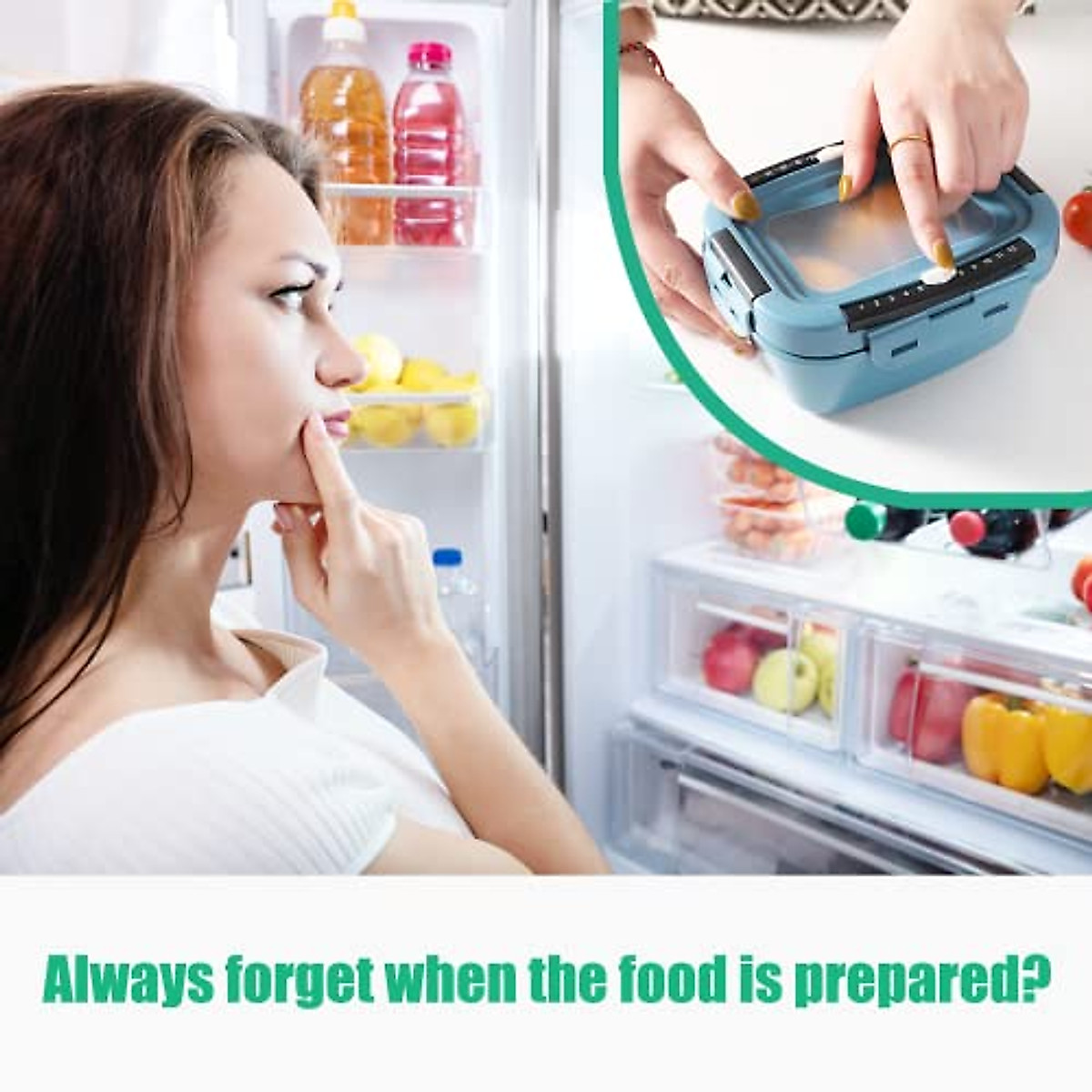 TeTeBak Food Storage Containers with Lids - BPA-free Plastic Airtight Food Storage Containers, Date-Tracker Bento Box Adult Lunch Box, Sets of 2