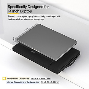 14 Inch Laptop Sleeve Case for Dell XPS 15/Latitude 14/Inspiron 14, Acer HP Lenovo ASUS Chromebook 14/ HP Stream 14/ ASUS ZenBook VivoBook 14/ IdeaPad 3 Computer Notebook Bag(Black)