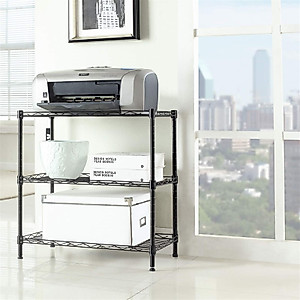 WESTHL 3-Shelf Storage Shelving Unit,Concise Carbon Steel & PP Organizer Wire Rack for Garage, Bathroom, Kitchen (Black)