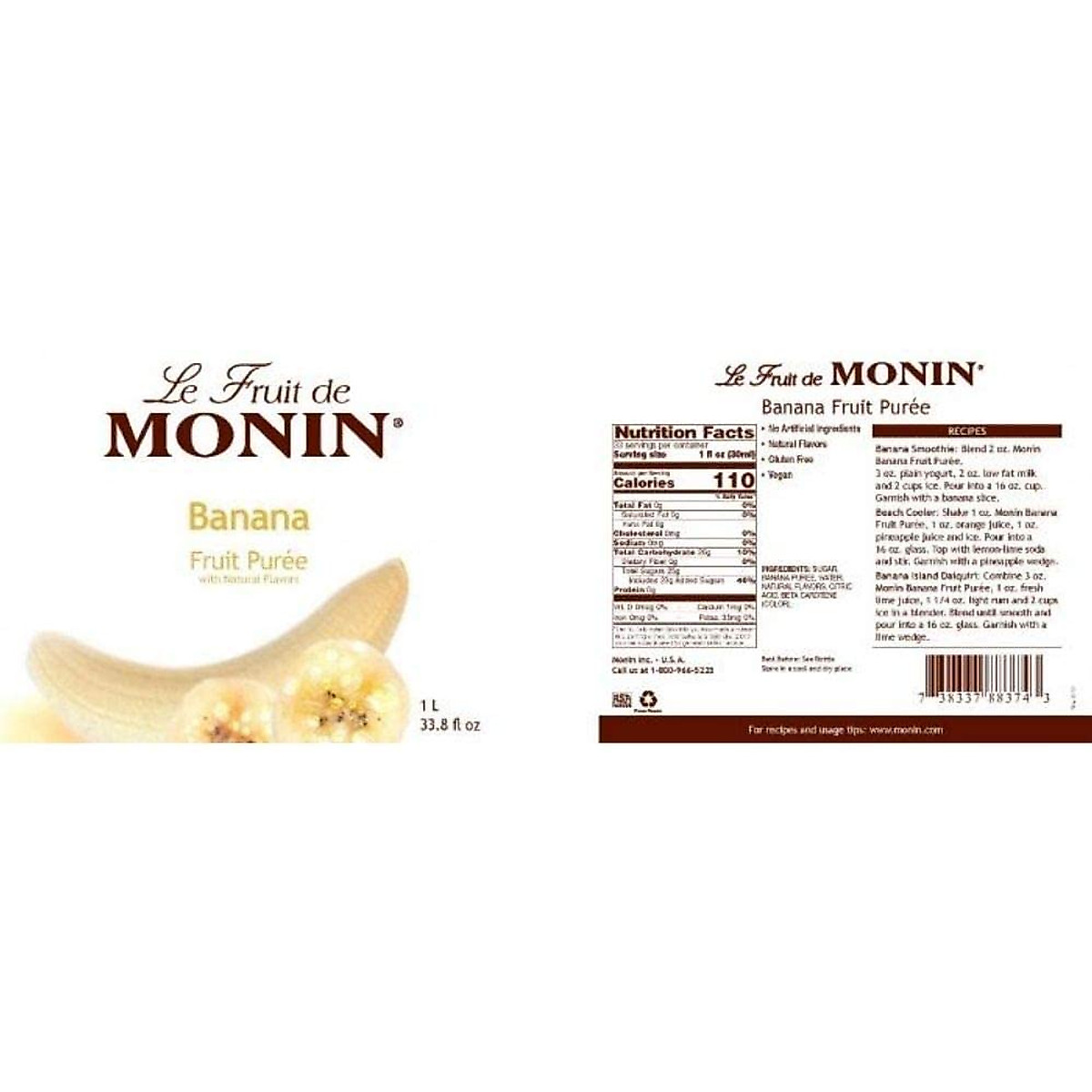 Monin Banana Puree Fruit Puree, 1 Liter (01-0407) Category: Drink Syrups