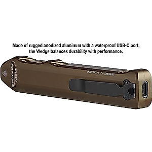 Streamlight 88811 Wedge 300-Lumen Slim Everyday Carry Flashlight, Includes USB-C Cord, Lanyard, Coyote