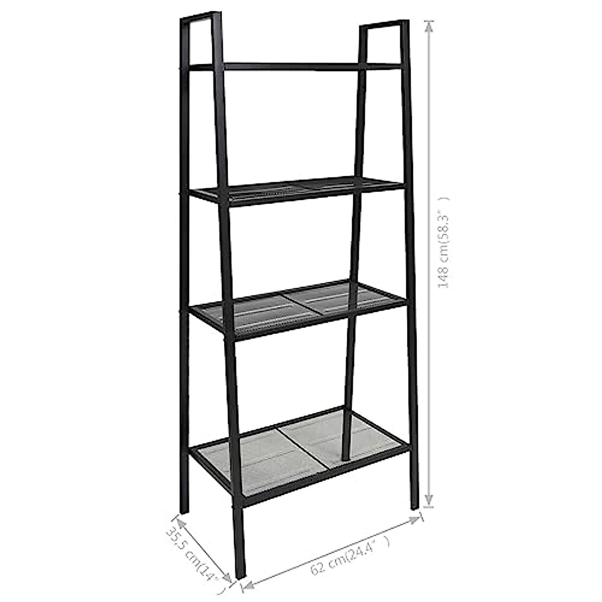 DYRJDJWIDHW Ladder Bookcase 4 Tiers Bookshelf for Bedroom,Shelves,Wood Bookcase,Suitable for Bedroom, Office, Living Room, Study,Metal Black