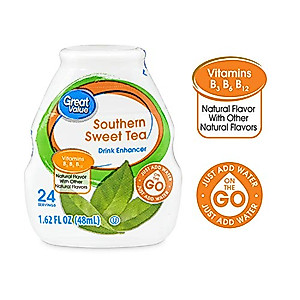 Great Value Liquid Flavor Enhancer Tea Selection - Southern Sweet tea, Peach, Raspberry-Black Tea. Sugar-Free, t. 6 Bottles 1.62 oz each