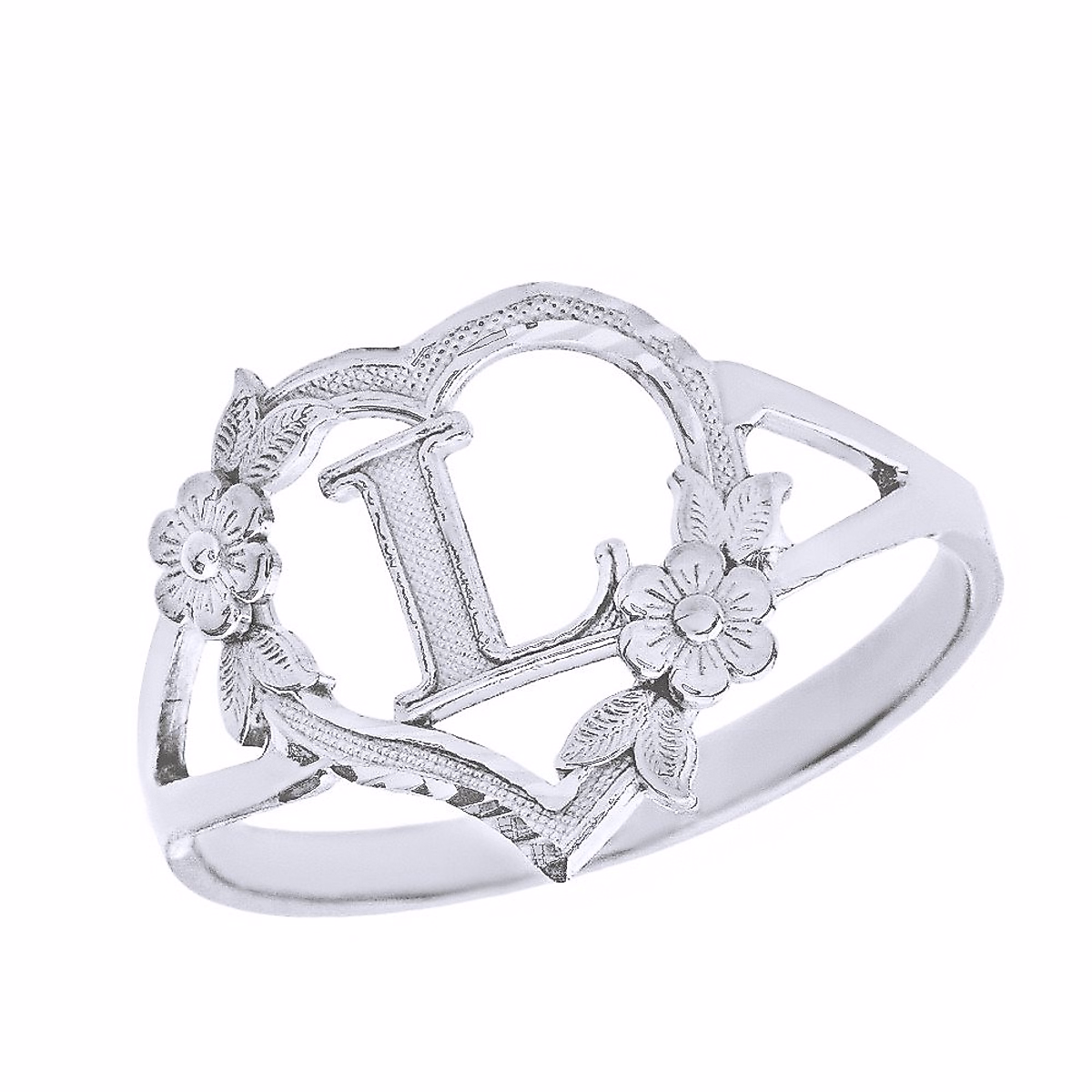 CaliRoseJewelry Sterling Silver Initial Alphabet Heart Personalized Ring (Size 8.5) - Letter L