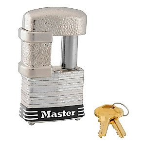 Master Lock 37KA Shrouded Laminated Steel Pin Tumbler Padlock, Keyed Alike, 1-9/16-Inch Wide Body, Shackle Fits 9/32-Inch Or 1/2-Inch Diameter