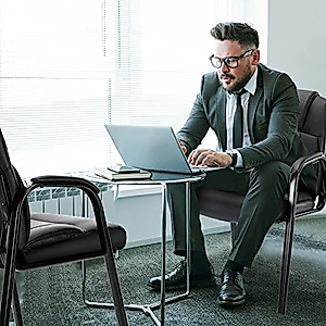 edx Waiting Room Chairs - Reception Chairs Office Guest Chairs Set of 2, Conference Room Chairs Lobby Chairs with Padded Arms, PU Leather Executive Office Desk Chair No Wheels