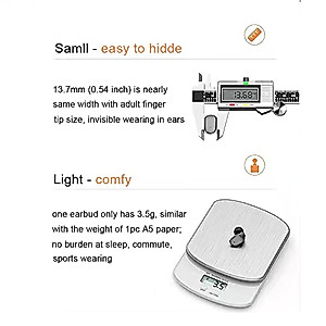 NVAHVA True Wireless Invisible Earbuds, Headphones with Microphone for iPhone Android, USB-C Charge, IPX5 Waterproof, Touch Control, Small Bluetooth Earbuds for Commute Sports Sleep (Black)