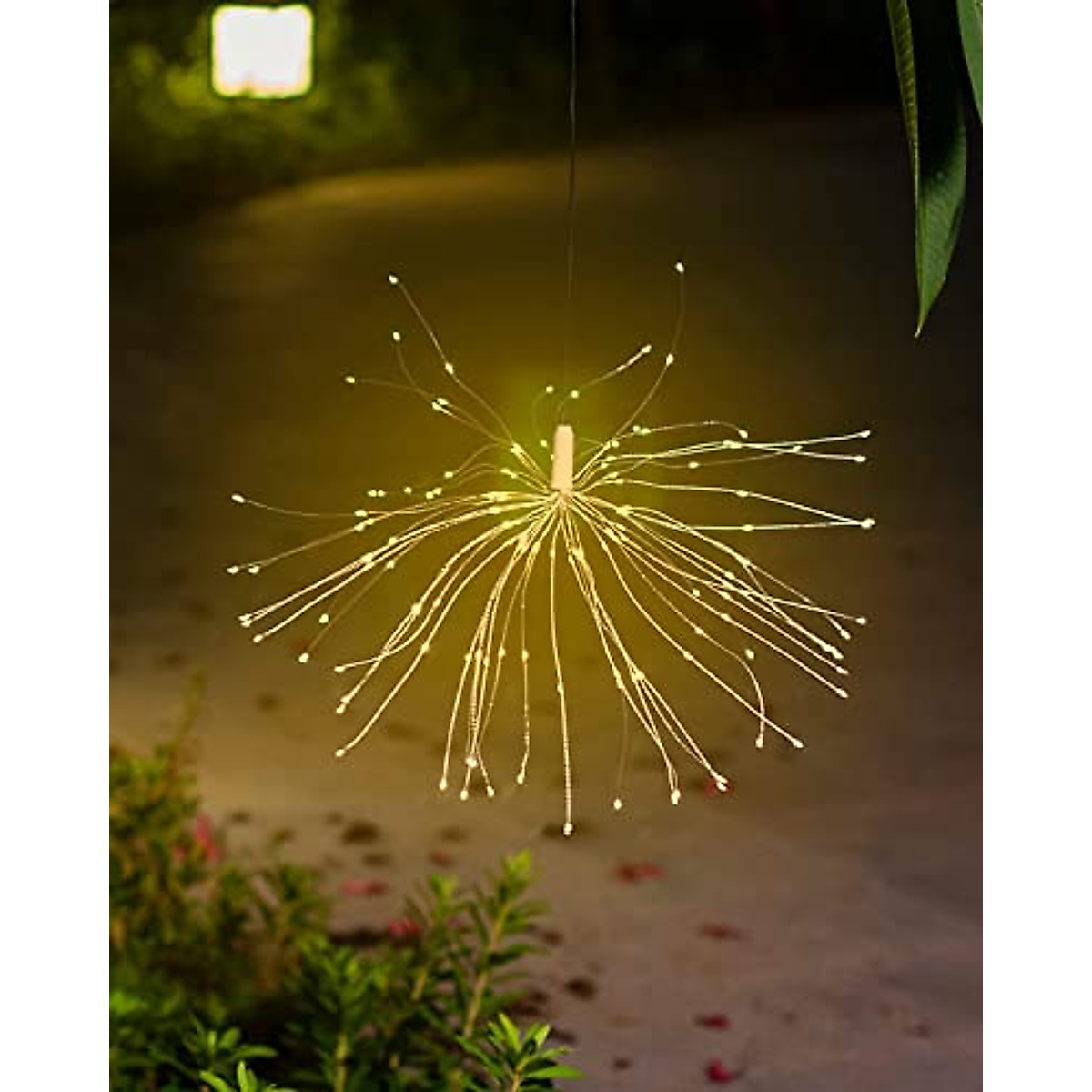 4 Pack Solar Fireworks Lights Clip On Lights 150 LED Waterproof Fairy String Lights 8 Modes Lighting Outdoor Lights Christmas Lights for Garden Patio Party Wedding Decorative (Warm White)