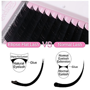 Matte Mink Flat Eyelash Extension 0.25 D Curl 10mm Ellipse Eyelashes False Mink Individual Eyelash Extension Professional Salon Used by Qeelasee