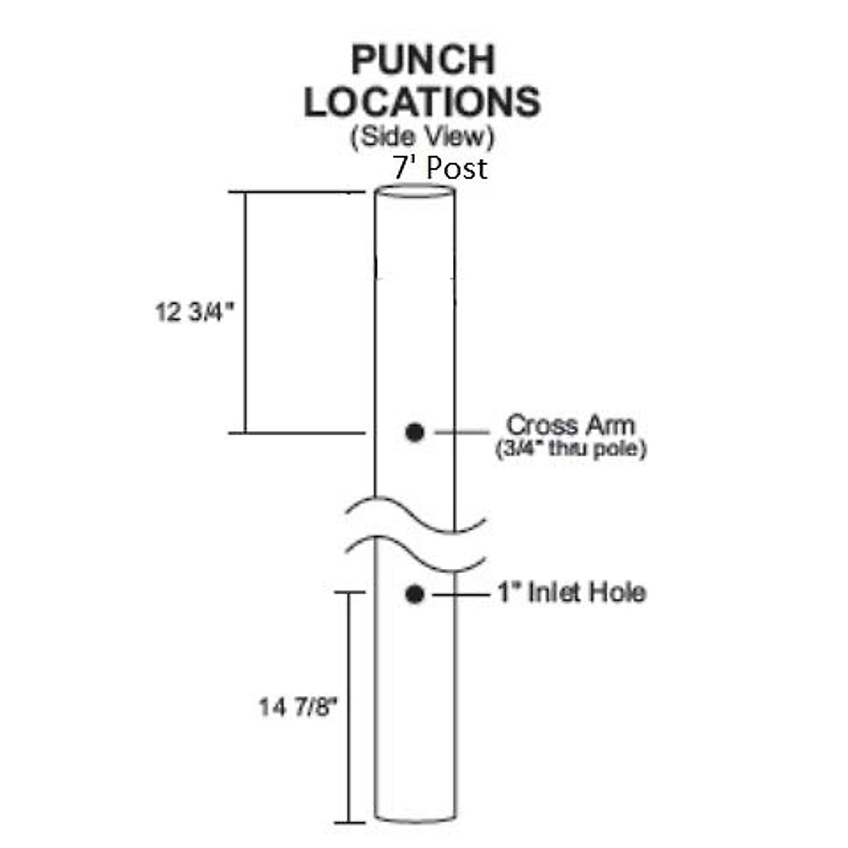 Solus SP7-WH 7' Outdoor Direct Burial Lamp Post with Cross Arm, Fits Most Standard 3" Post Top Fixtures, Includes Inlet Hole, Easy to Install, Corrosion & Weather Resistant, White