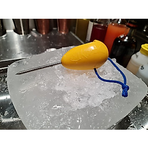 IKIPIK Ice Pick Stainless Steel Spike with Protective BPA-Free Cover. Spike Plastic Grip & Bottle Opener. (Canary)