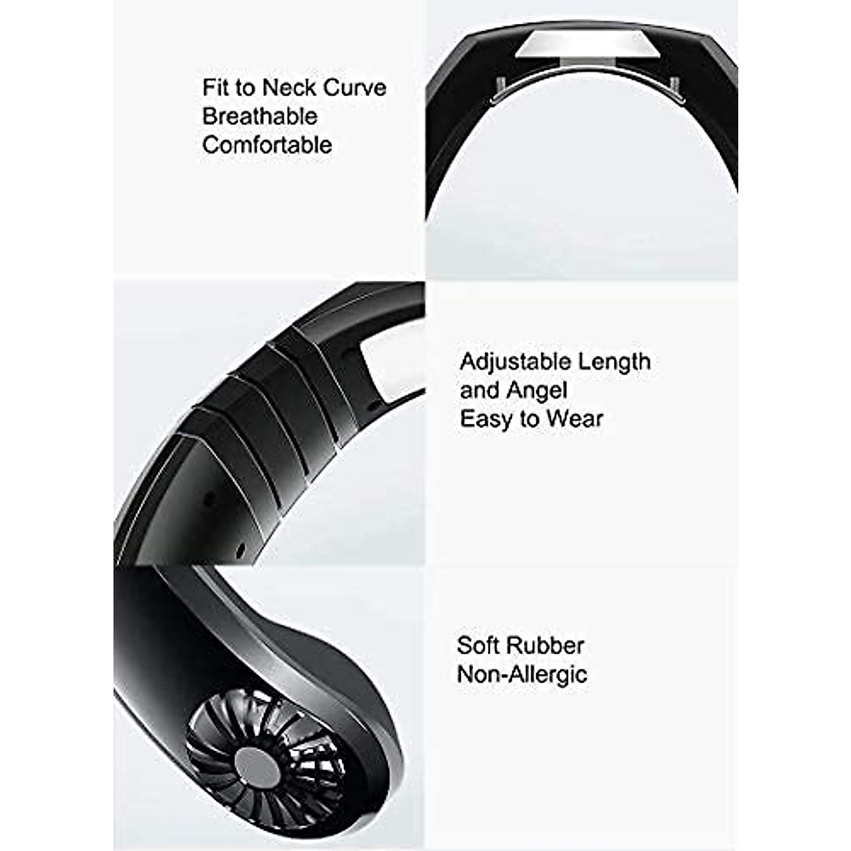 Figurele Hanging Neck Fan, Air Cooler USB Micro Portable 2 in 1 Air Cooler Mini Electric Air Conditioner Scarf Cooling Portable Hanging Neck Fan,Air Cooler, USB Hanging Neck Air Conditioner Black