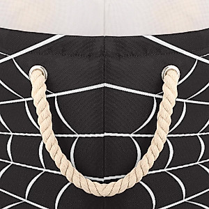 LLCXCSI Storage Baskets Black Spider Web Foldable Round Organizer Bins with Dual Handles Nursery Closet Shelf Storage Cube Box for Clothing, Books, Cosmetic, Toys, 19.4"x13.3"