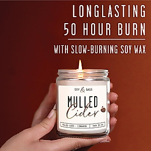 Mulled Cider Candle, Fall Candles I Apple Cider Candle w/Cinnamon & Nutmeg - Infused w/Essential Oils I Mulled Cider Fall Scented Candle (Soy) for Home I 9oz Reusable Jar I 50Hr Burn I Made in USA