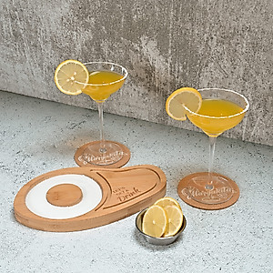 WILLOWDALE Margarita Salt Rimmer Set w/Coasters, Margarita Glass Rimmer for Cocktails Bamboo Sugar and Salt Rimmer for Drinks, Tequila Gifts for Men Margarita Kit Bar Tools for 4.7" Margarita Glasses