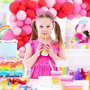 Matte Red, Light Pink, Rose Red Balloons Arch Garland - Strawberry Birthday Party Supplies Red Pink Balloons Arch Mother Day Party for Strawberry Birthday Wedding Bachelorette Valentines Party Decors