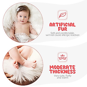 OULII Baby Photo Props Soft Fur Quilt Photographic Mat DIY Newborn Baby Photography Wrap-Baby Photo Props Favors (White)