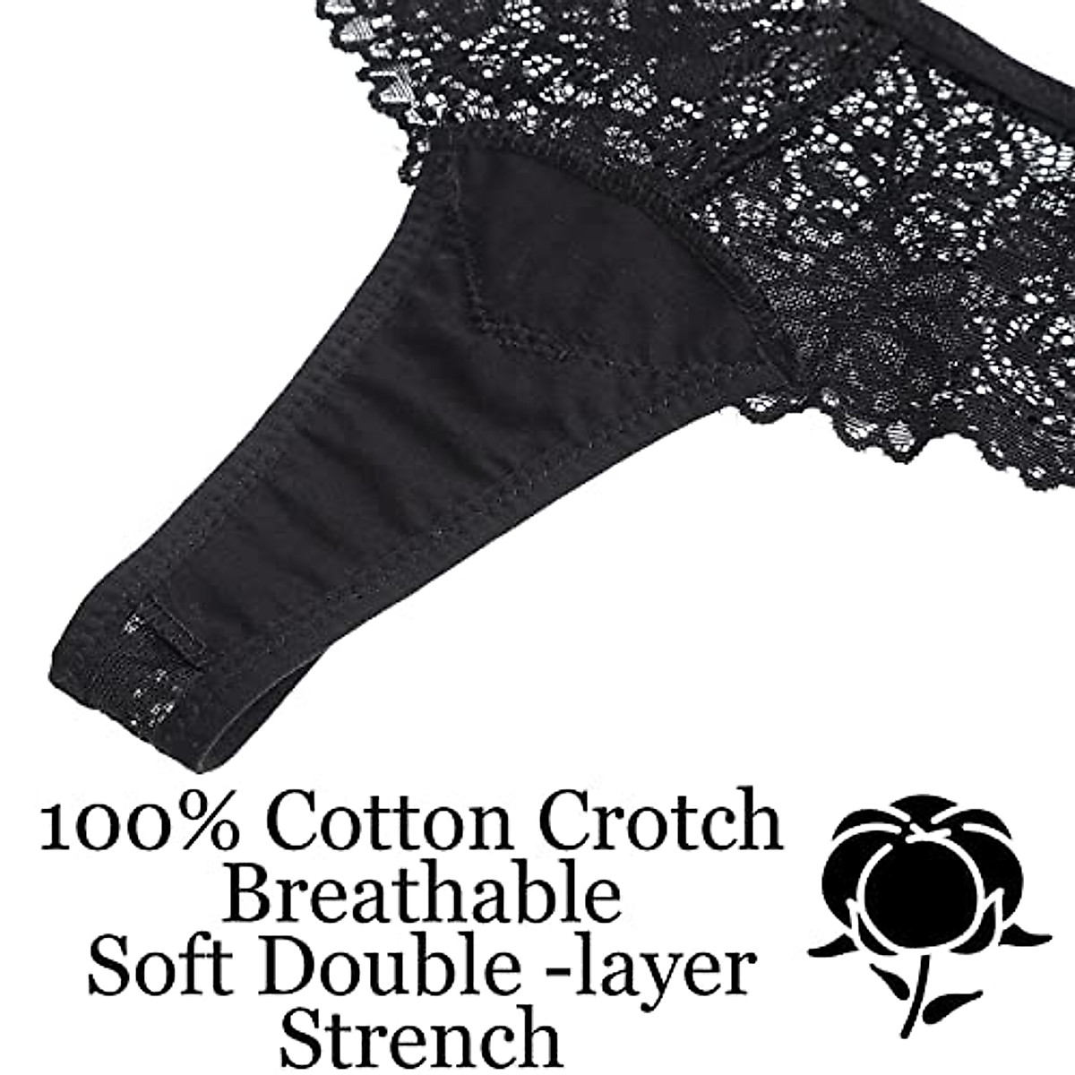 Aijolen G-String Thongs for Women Lace Panties Stretch T-back Tangas Low Rise Hipster Underwear Sexy