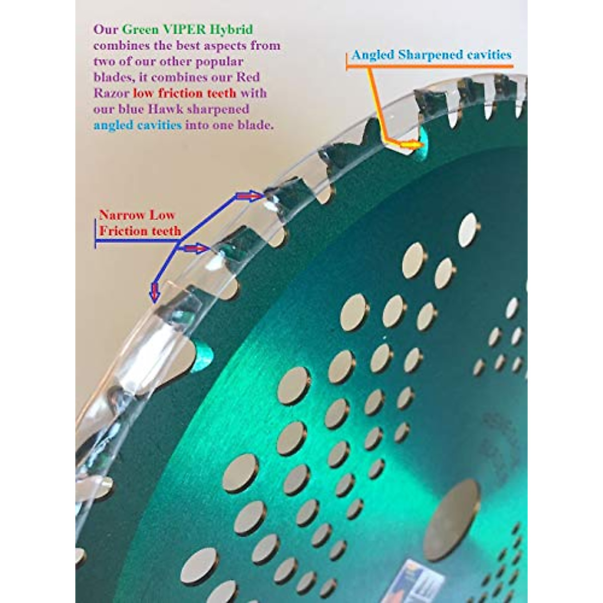 2pk--8"--44t/56t Combo Pack -- (1) 44t Green Viper (1) 56t red Razor -- "Hybrid" Pack -- RENEGADE BLADE® - GS1 Barcoded Shelf Hanging Blister Pack-- Carbide Brush Cutter Blades, 203mm Dia.