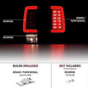 VIPMOTOZ Premium OLED Tube Tail Light Lamp For 2009-2018 Compatible with Dodge RAM 1500 2500 3500 - [Factory Incandescent Model] - Matte Black Housing, Smoke Lens, Driver & Passenger Side