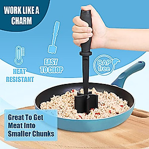 FENDIC Meat Chopper, Heat Resistant Hamburger Chopper, Non Stick Nylon Meat Chopper for Ground Beef, Hamburger meat, Ground Turkey, Ground Beef Smasher & Ground Meat Chopper, Potato Masher - Black…