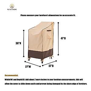 Patio Chair Cover, Waterproof UV Resistant Heavy Duty Outdoor Chair Covers for Stacking chairs, 27"W x 37"D x 47"H, Beige