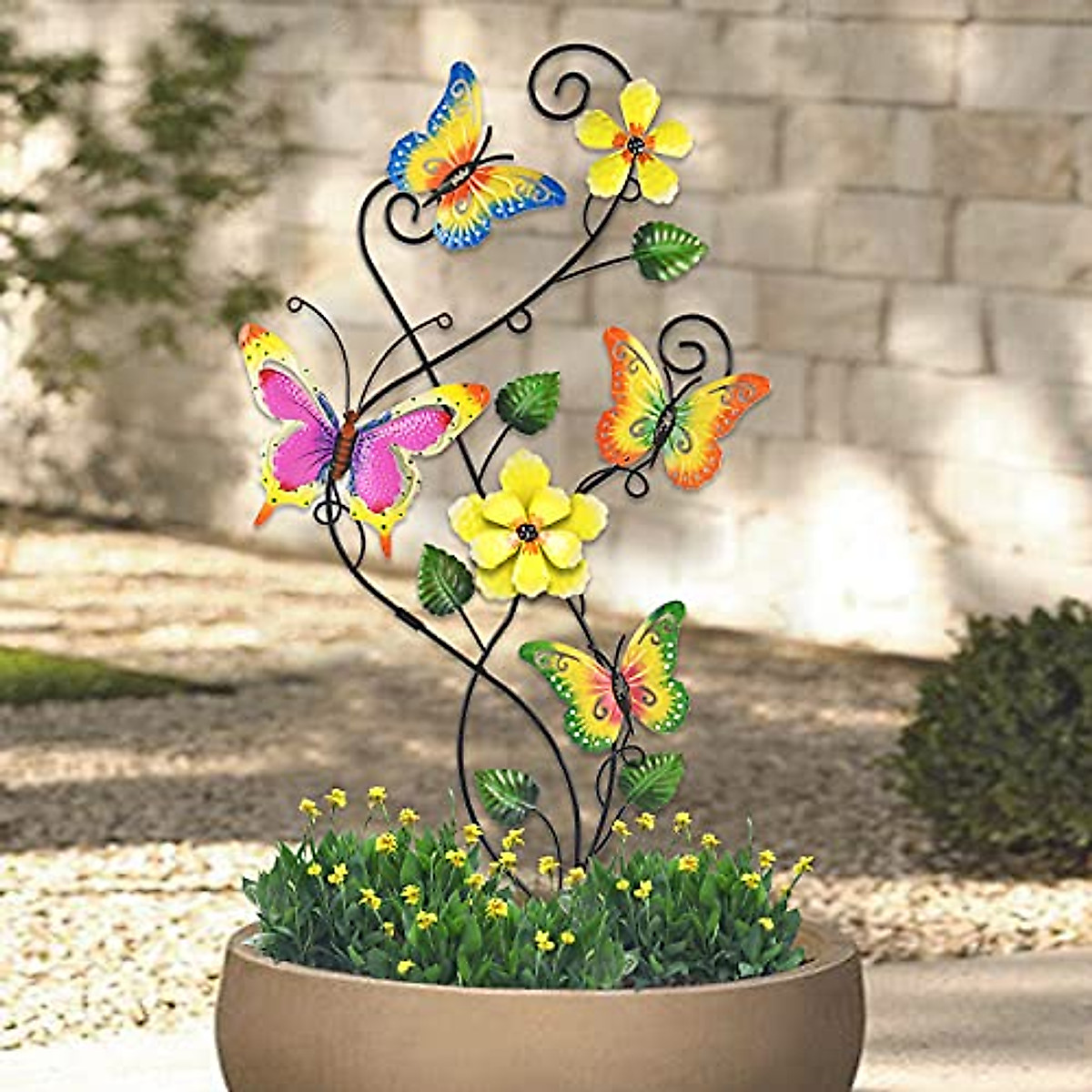 BAYN 30 Inch Butterfly Garden Stake Decor Art Butterfly Metal Wall Decor Trellis for Climbing Plants Outdoor Spring Decor Art Housewarming Gift