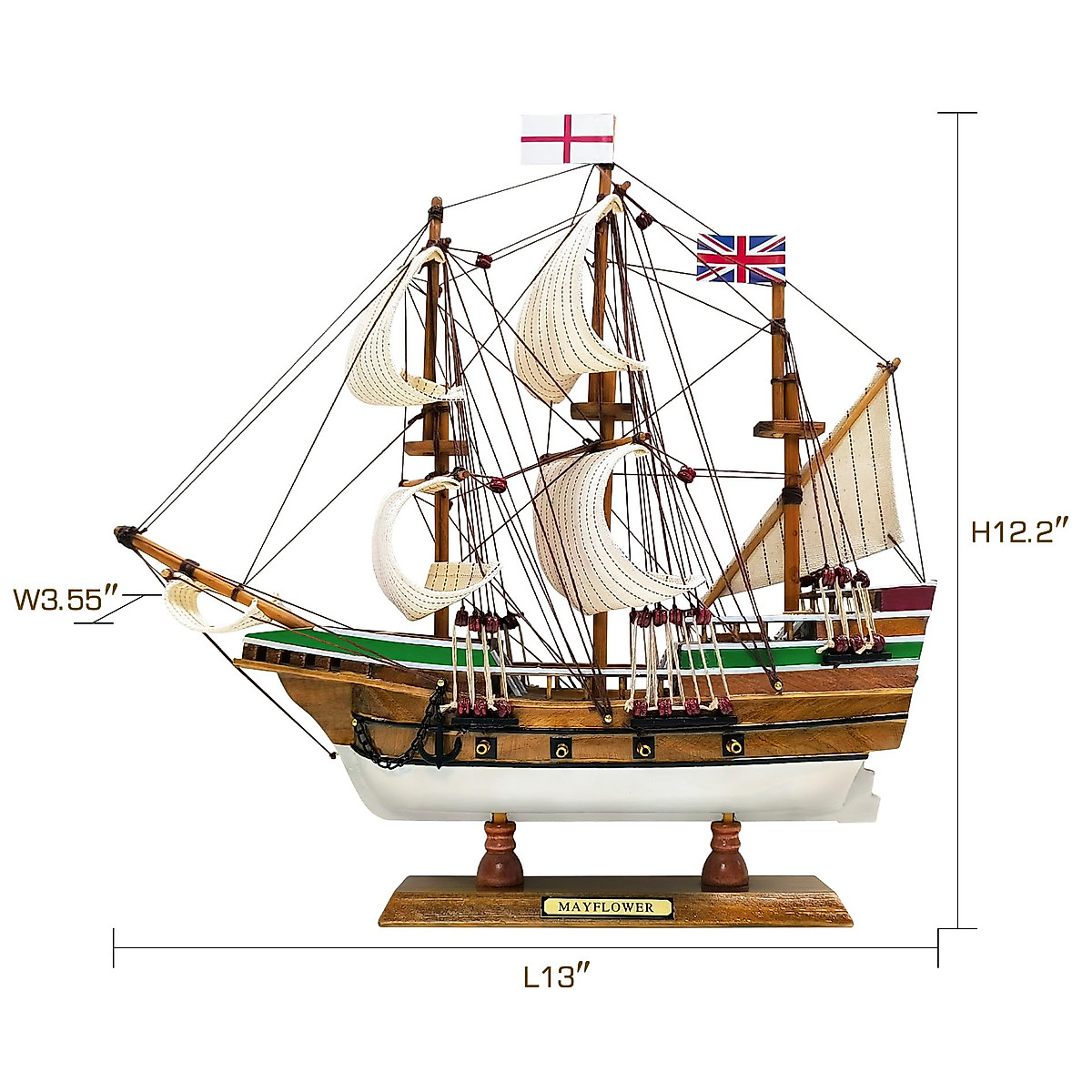 SAILINGSTORY Wooden Model Ship Mayflower 1/100 Scale Replica Sailing Ship Model Sailboat Decor