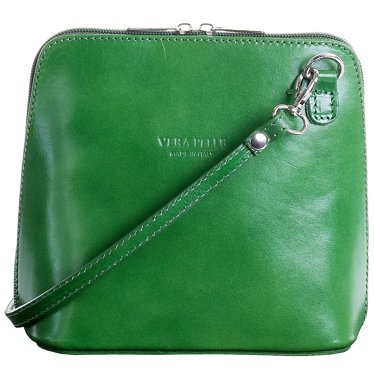 PRIMO SACCHI Ladies Italian Leather Green Small Micro Cross Body Shoulder Bag Handbag Purse
