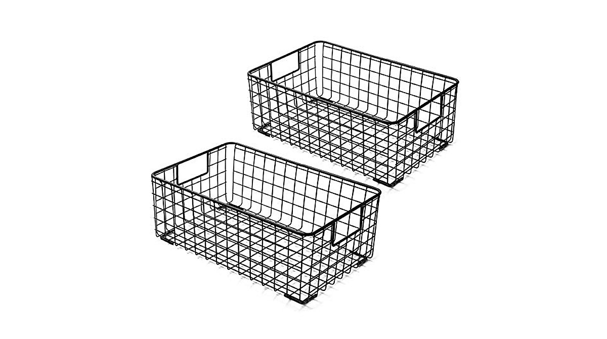 Kingrol 2 Pack Wire Storage Baskets for Home & Office Organization