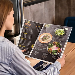 Menu Covers 8.5 x 11, 36 Pack, 2 View Restaurant Menu Covers, All Clear Vinyl Menu Sleeves, Menu Holder, Top-Loading
