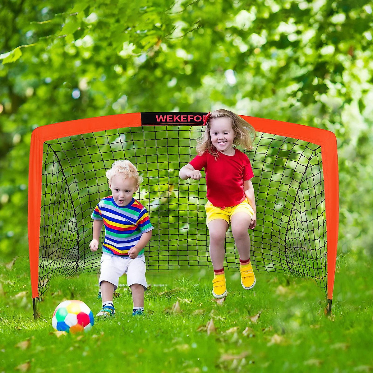 WEKEFON Soccer Goals, Set of 2 - Size 3.6'x2.7' Portable Foldable Pop Up Soccer Net for Backyard Training Goal for Kids and Youth Soccer Practice with Carry Bag