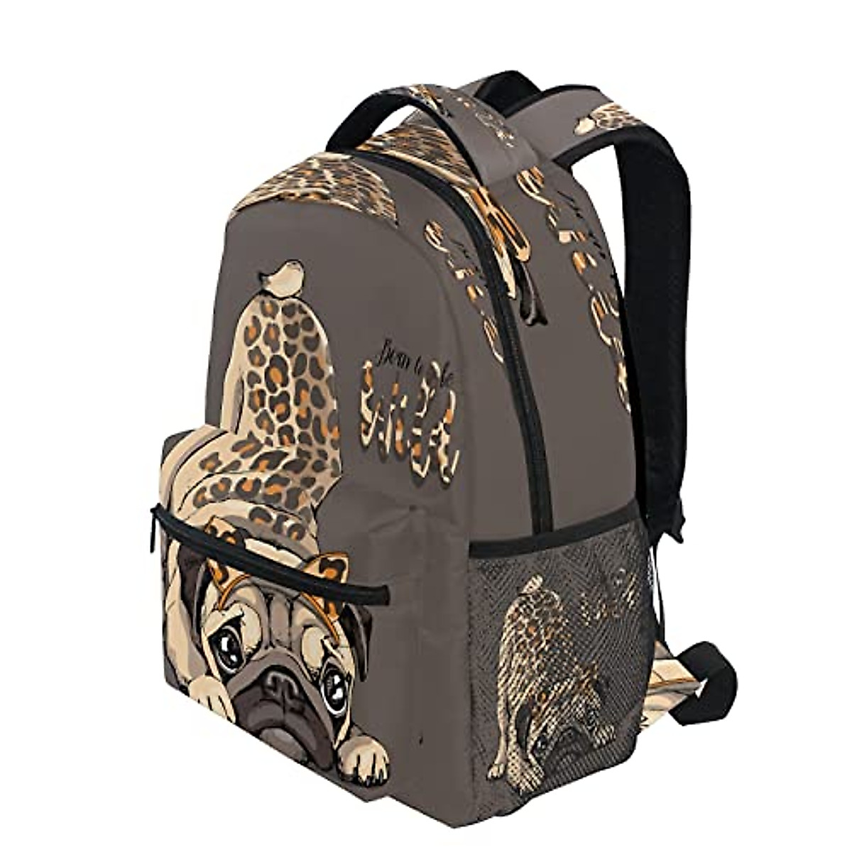 ALAZA Pug Dog Leopard Skin Spots Travel Laptop Backpack Business Daypack Fit 15.6 Inch Laptops for Women Men