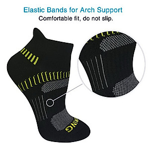 BERING Women's Athletic Running Cushioned Ankle Socks, Size 6-9, Black, 6 Pairs