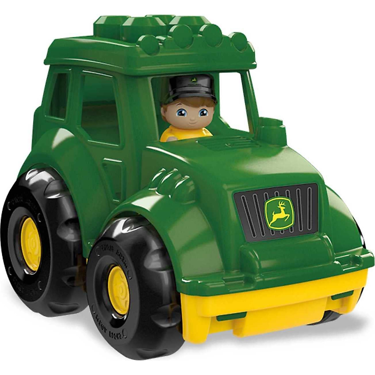 MEGA BLOKS John Deere Toddler Building Blocks Toy Set, Lil’ Tractor with 6 Pieces and Storage, 1 Figure, Green , Ages 1+ Years