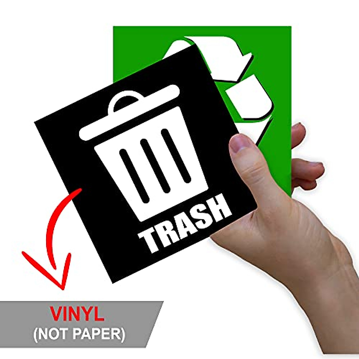 Trash and Recycling Stickers - 4" х 4" Recycle and Trash Stickers - Pack of 4 - Trash and Recycle Stickers - Waste Management Sticker - Trash Recycle Stickers - Recycling Stickers for Trash Can