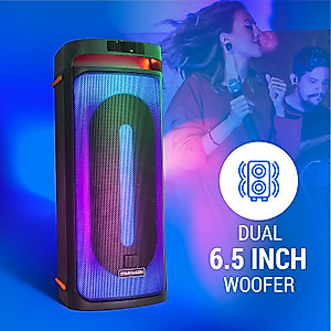 Portable Karaoke Speaker Karaoke Machine System 200 Watt Peak Power Bluetooth for Adults Kids PA Stereo with Dual 6.5" Woofer, DJ Lights, 2 Wireless Mics, LCD Screen, Recording/MP3/USB/TF