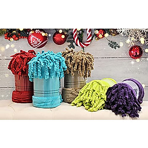 BYTIDE Throw Blankets Couch Cover Flannel Fleece Throw with Braided Rope Fringe Tassels, Plush Cozy Warm Soft Smooth Throw for Couch Sofa Bed Chair Home Décor, 50" x 60", Dark Purple