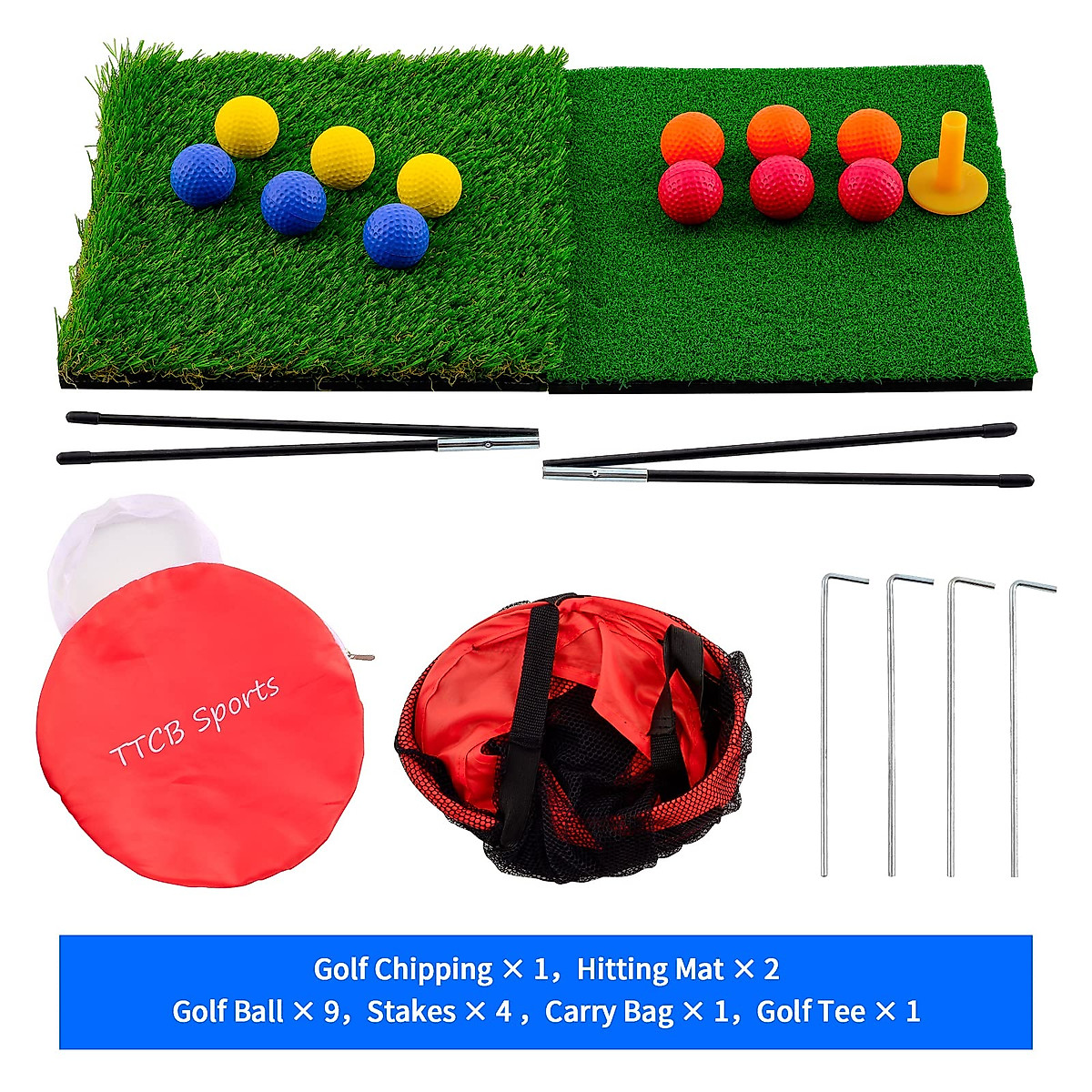 Pop Up Golf Chipping Net, Chipping Net Golf Target Removable, 1 Golf Net with 2 Hitting Mats and 16 Training Balls, Indoor/Outdoor Golf Training Equipment, Golf Gifts for Men And Womens