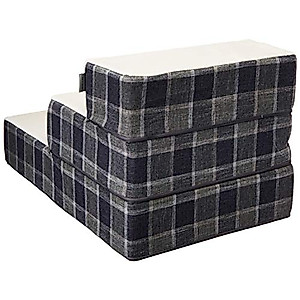 Zinus Cozy Pet Stairs/Pet Ramp/Pet Ladder/Grey Checked, Small