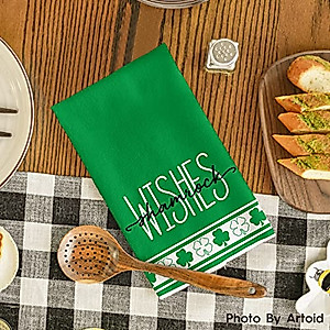 Artoid Mode Kisses Wishes Gnomes Beer Shamrock St. Patrick's Day Kitchen Towels Dish Towels, 18x26 Inch Seasonal Decoration Hand Towels Set of 4