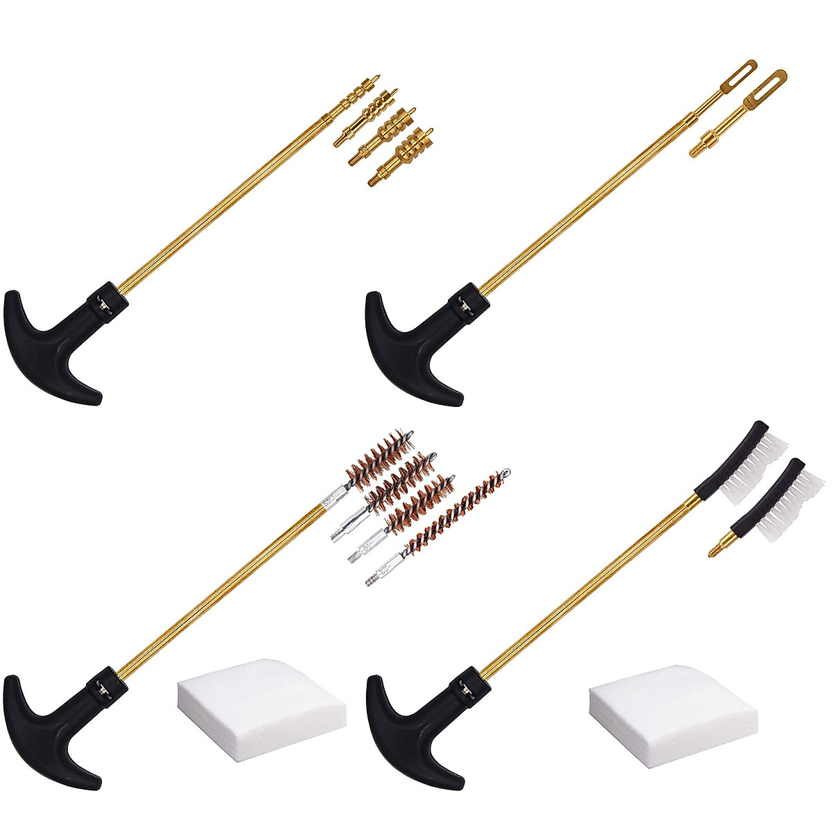 APCHYWELL 18 PCS Handgun Cleaning Kit for.22 .9mm/.357/.38/ .40 .45 Caliber Pistol with Bronze Bore Brush, Brass Jag Adapter, Empty Bottle, Nylon Brushes