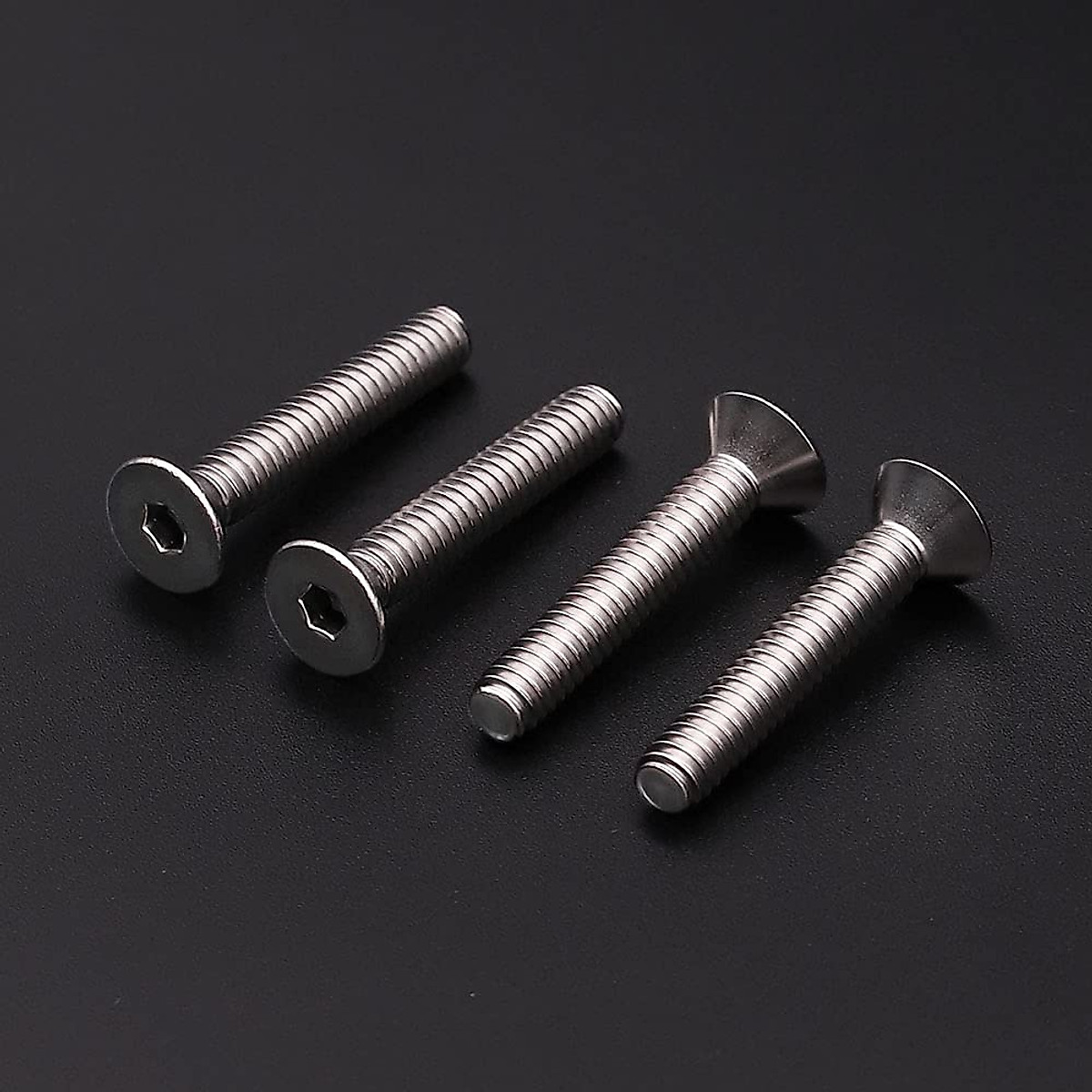 RoyceMart M4-0.7 x 30 mm (50 Pack) Stainless Steel Flat Head Socket Head Cap Screws, Hex Drive Flat Head Screws Machine Screws, Full Thread, Bright Finish