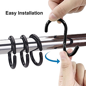 Amazer Black Shower Curtain Hooks Rings, 24 Pcs Plastic Shower Curtain Rings, Plastic Shower Curtain Hooks for Bathroom Shower Rod, Black Shower Hooks Rings Loops for Shower Curtain