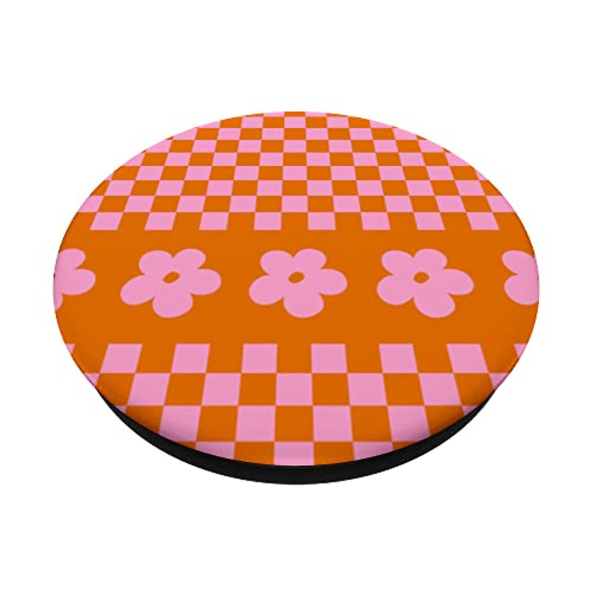 Aesthetic Checker Retro Groovy Flowers in Red Pink Colors PopSockets Swappable PopGrip — 🛍️ The ...