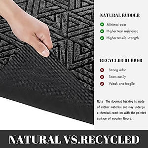 Yimobra Door Mat Outdoor Entrance, Heavy Duty Durable Front Welcome matt for Outside Home Entry, Back Patio Floor Porch Garage Office, Low Profile, Easy Clean, Waterproof, 29.5 x 17, Black