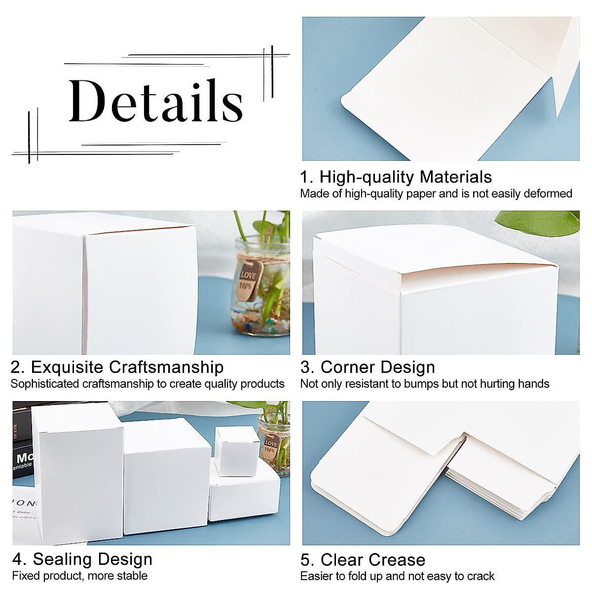 PH PandaHall Kraft Paper Box, Mini White Paper Gift Packaging Box with Lid Soap Box Foldable Cardboard Earring Ring Small Jewelry Favor Treat Candy Boxes for Birthday Wedding, 30 Pack 1.5x1.5x1.5inch