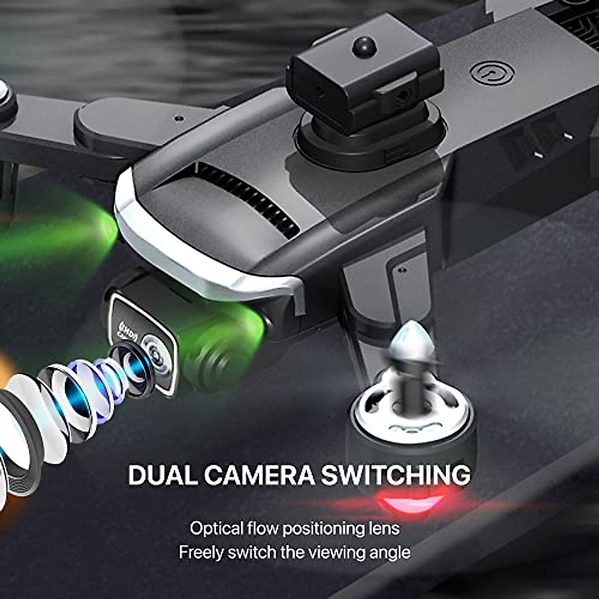 The Bigly Brothers E58 Mark V Extremis 1080P Drone with Camera, Brushless Motors, 360 degrees of obstacle avoidance, 2 Batteries included, below 249 Grams, NO ASSEMBLY REQUIRED, Ready to Fly ! - Black