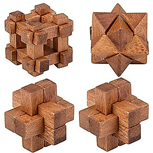 Mini Wooden Brain Teaser 3-D Puzzles 1.75” – 8 pk - Party Favors, Stocking Stuffers, Goody Bags, Classroom Prizes